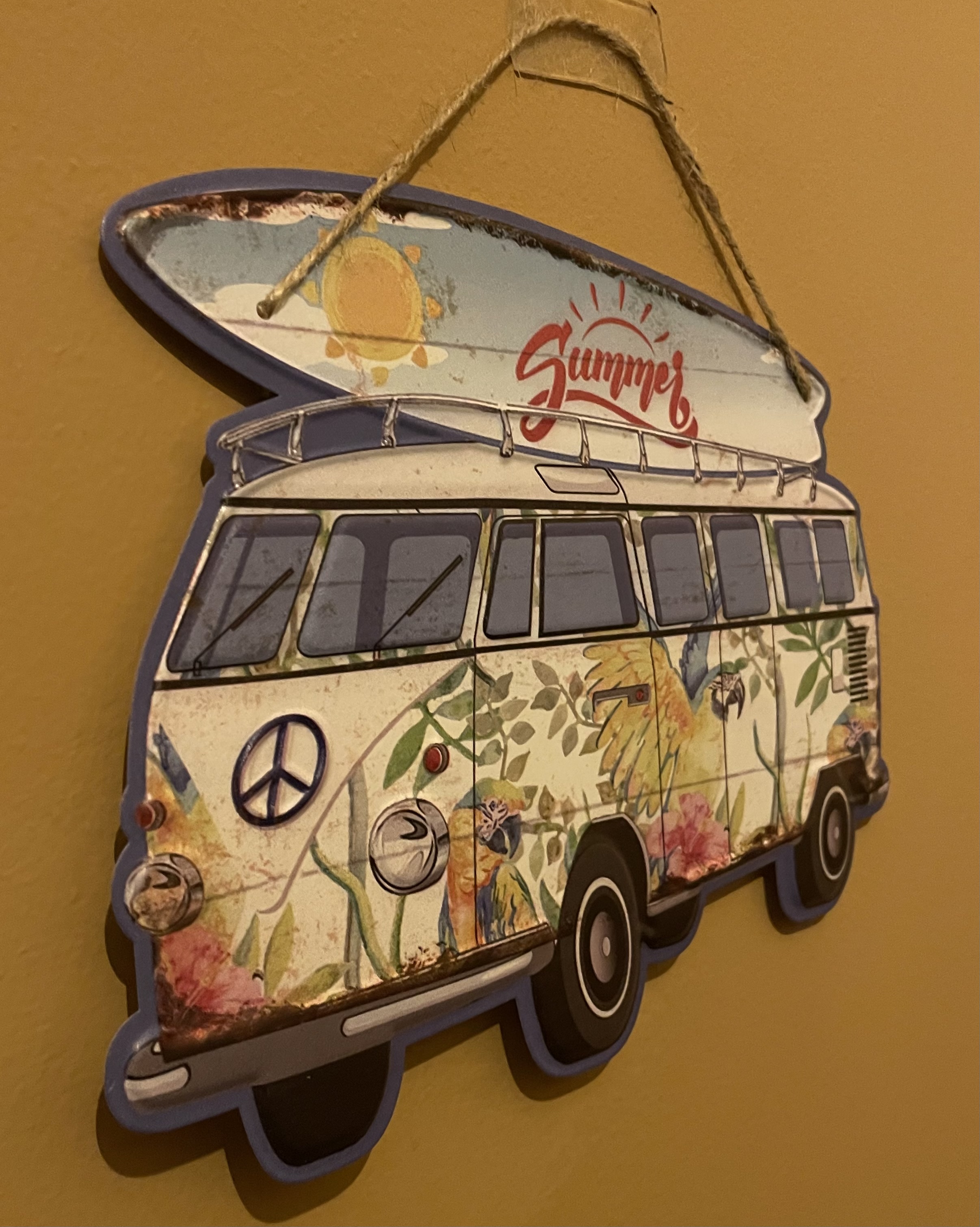 Placa decorativa de metal kombi tabla surf summer - Vocho Tienda